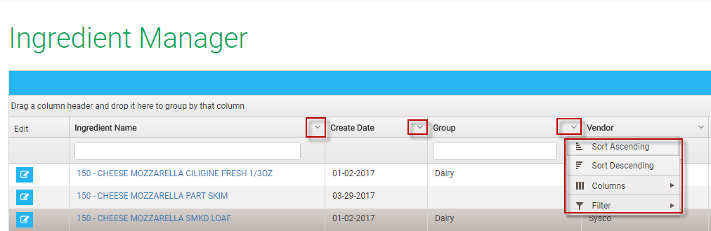 Using the Grid: Sorting, Searching, and Printing Ingredients and ...