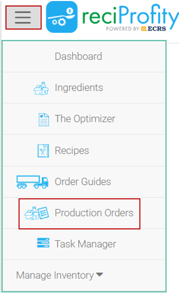 Creating a Production Order – reciProfity
