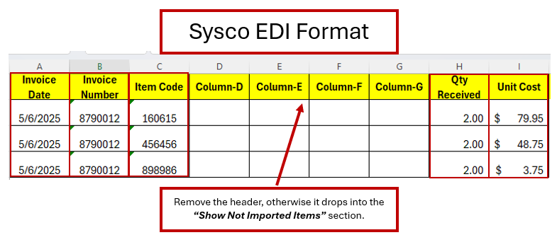 Sysco EDI invoice upload – reciProfity