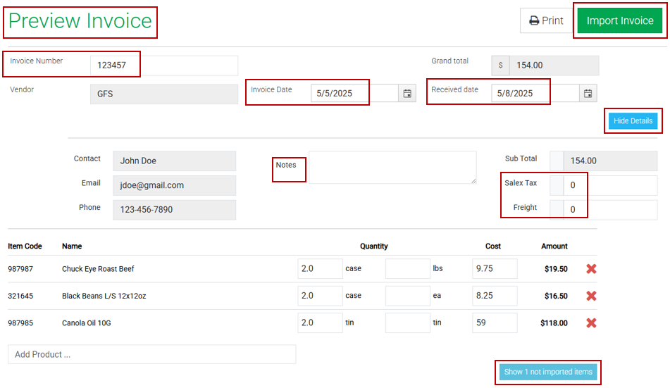 Sysco EDI invoice upload – reciProfity