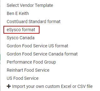 Sysco Shop and eSysco Order Guides: Importing and Exporting – reciProfity