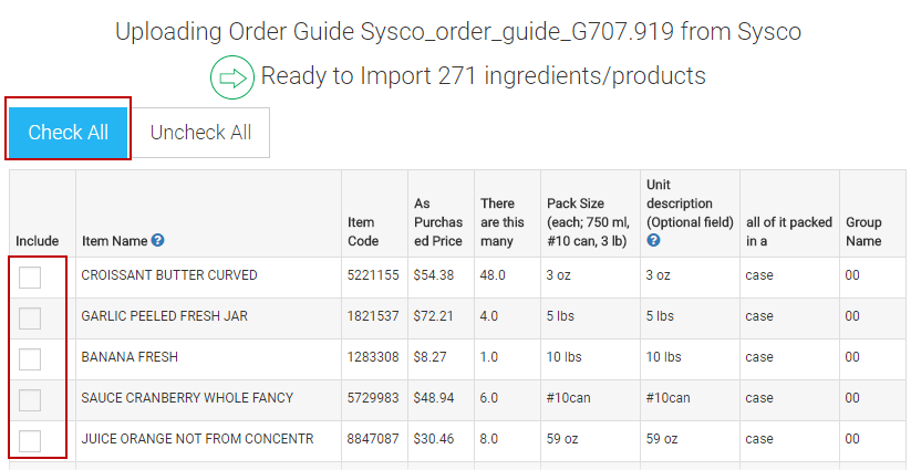 Sysco Shop and eSysco Order Guides: Importing and Exporting – reciProfity